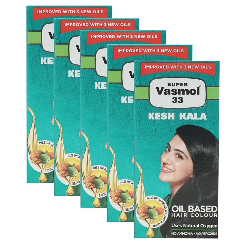 Super Vasmol 33 Kesh Kala Oil Based Hair Colour 50 ml (Pack Of 5 ...
